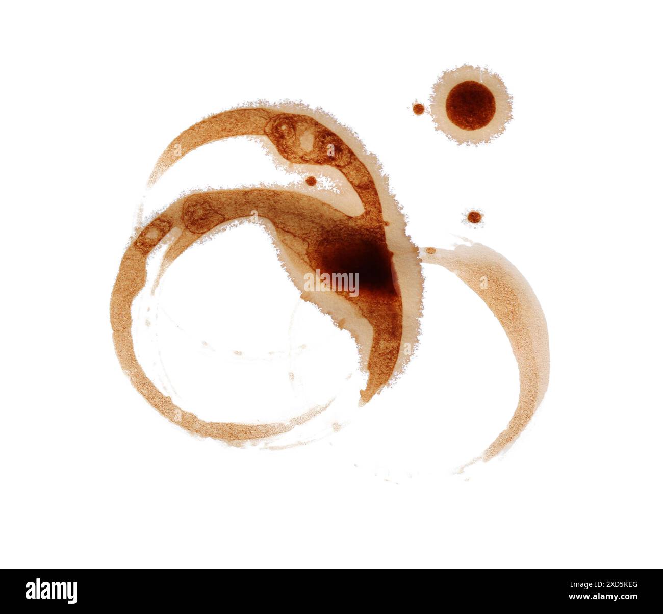 Coffee cup stains isolated on white, top view Stock Photo - Alamy