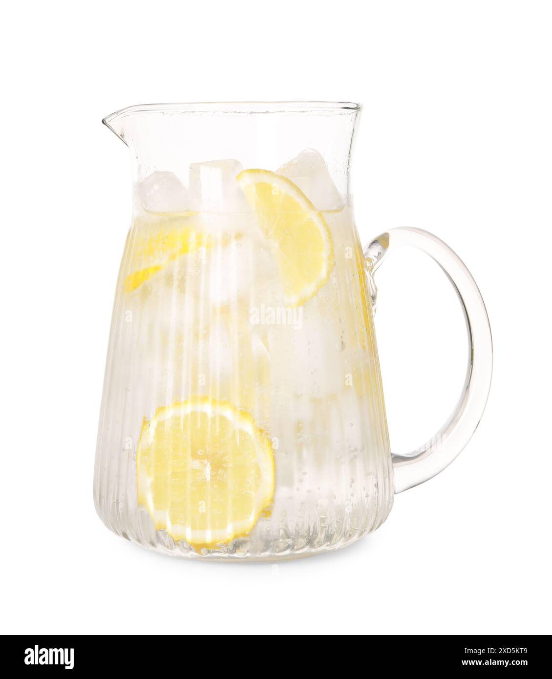 Freshly made lemonade in jug isolated on white Stock Photo - Alamy