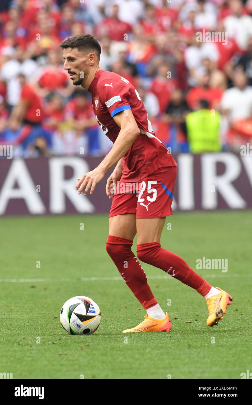 MUNICH, GERMANY - JUNE 20: Filip Mladenovic of Serbia during the UEFA ...