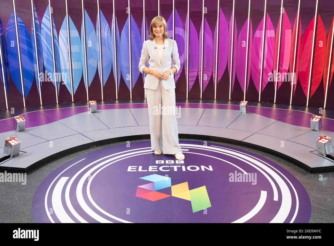 BBC Question Time presenter, Fiona Bruce on the set of tonight's four ...