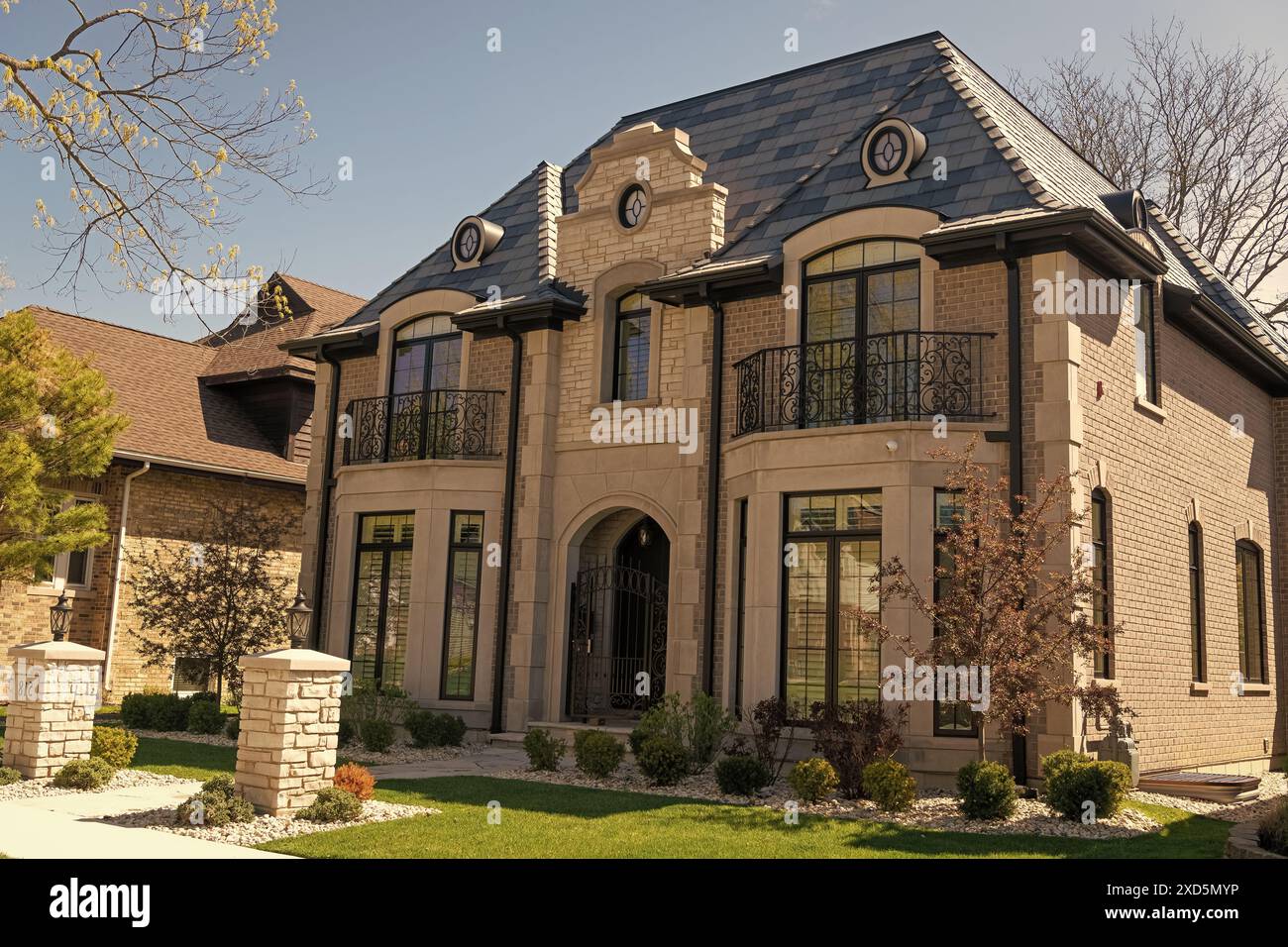 modern cottage house. property in neighborhood. residential building ...