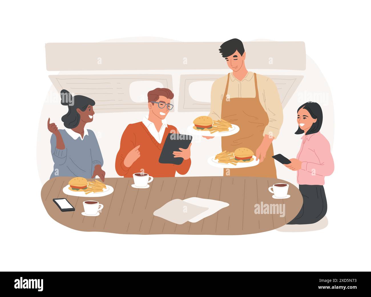 Lunch with colleagues isolated cartoon vector illustrations Stock ...
