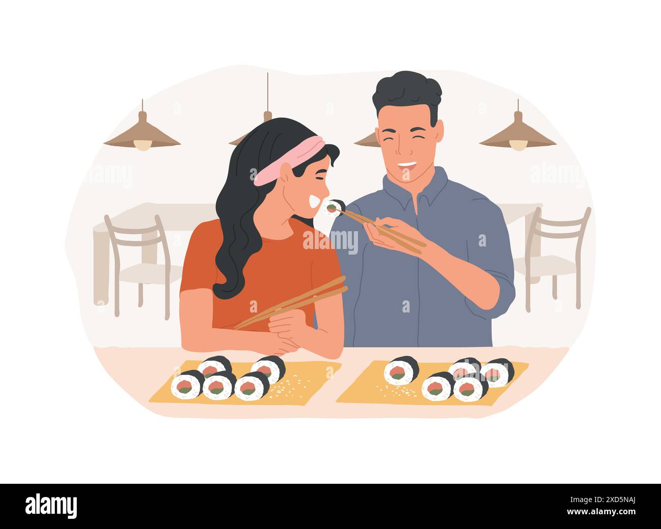 Sushi place isolated cartoon vector illustrations Stock Vector Image ...