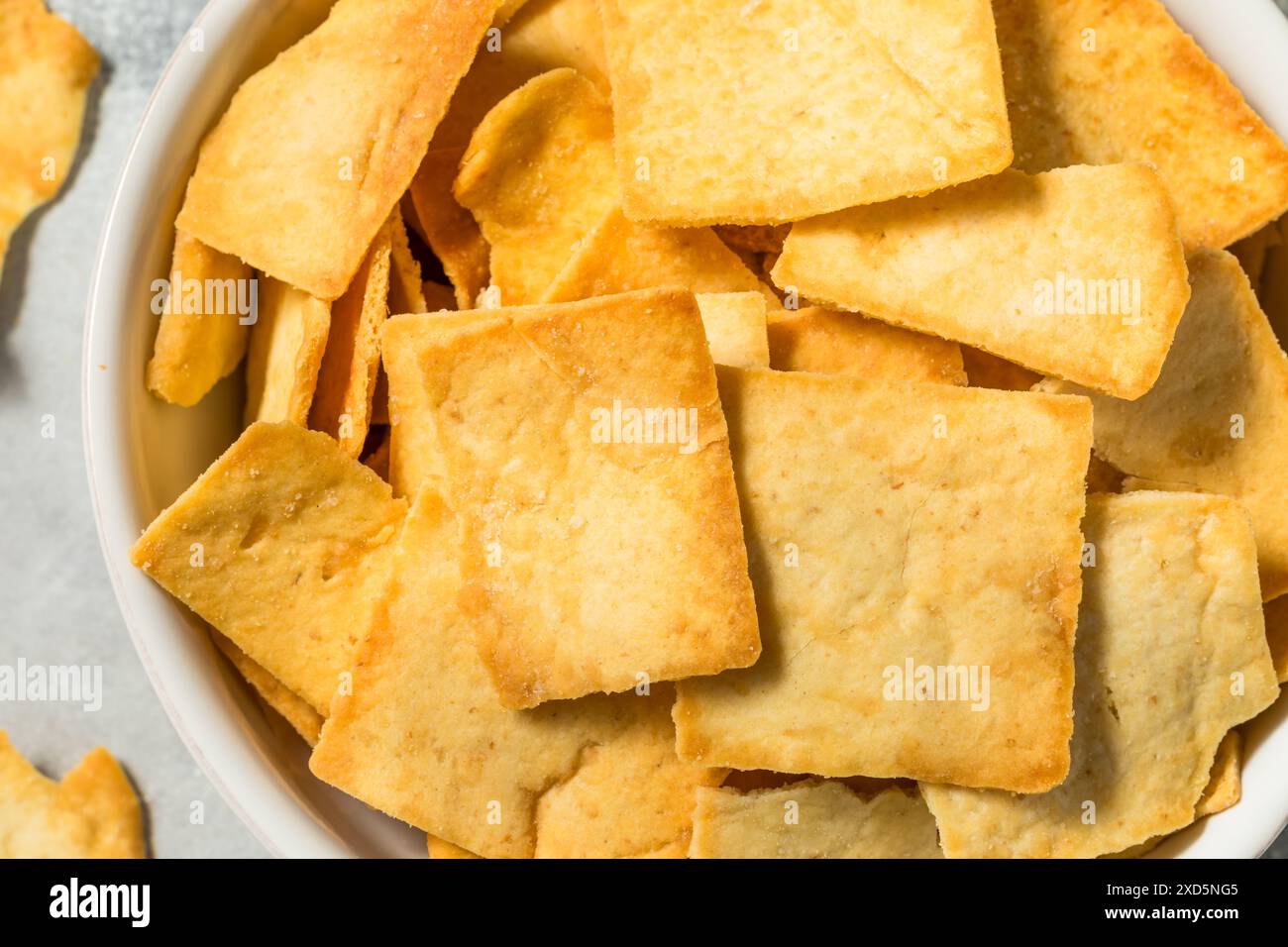 Homemade Crispy Pita Chips with Sea Salt Stock Photo - Alamy