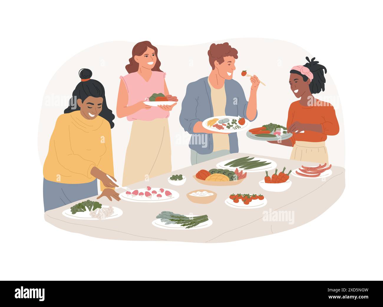 Vegetarian buffet isolated cartoon vector illustrations Stock Vector ...