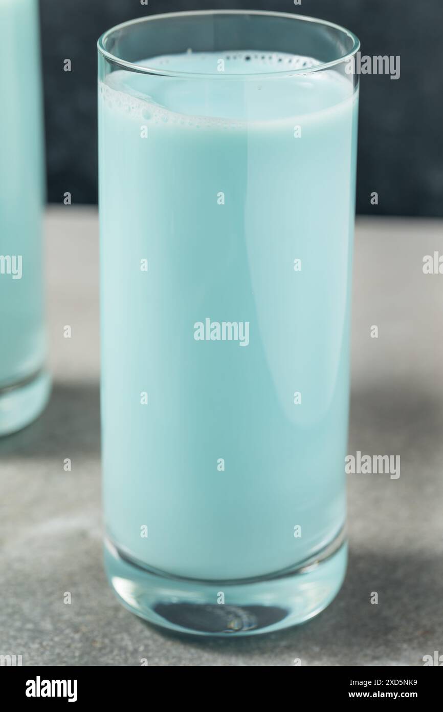 Homemade Space Blue Milk Drink in a Glass Stock Photo - Alamy