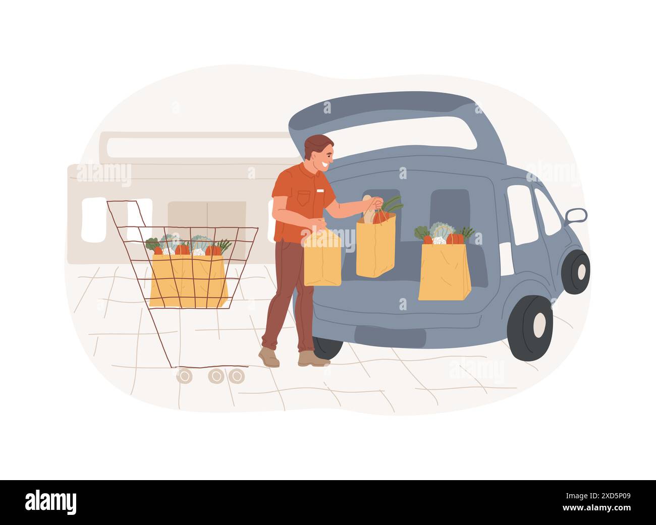 Loading groceries isolated cartoon vector illustrations Stock Vector ...