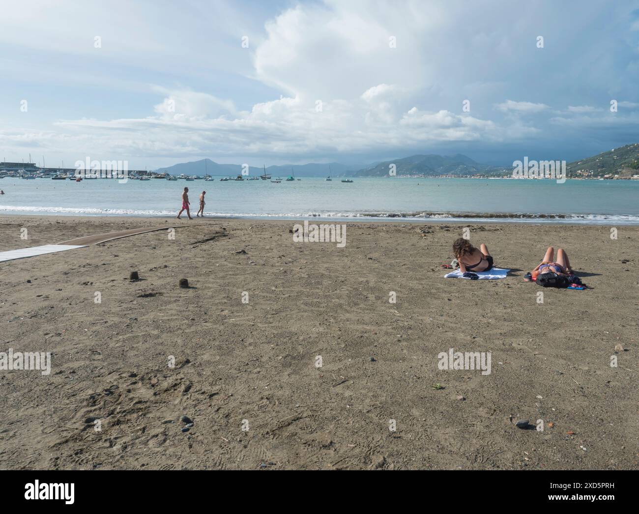 Sestri Levante, Liguria, Italy, September 23, 2023: Seaside with people ...