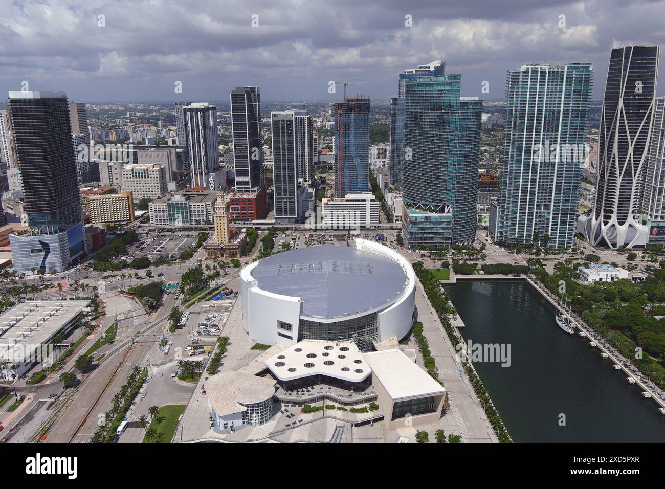 A general overall aerial view of the Kaseya Center, Friday, Aug. 11 ...