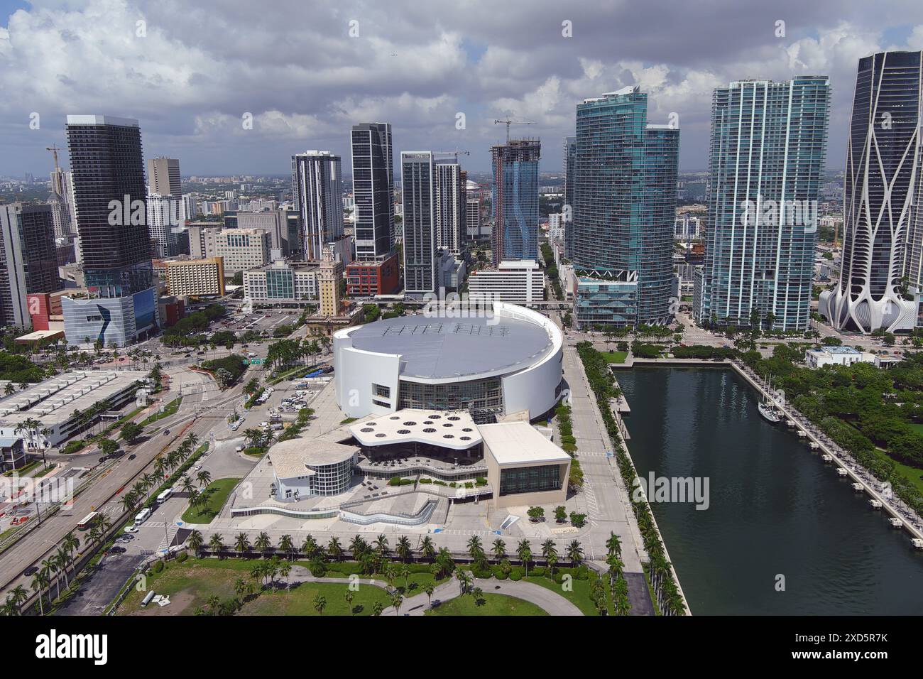 A general overall aerial view of the Kaseya Center, Friday, Aug. 11 ...