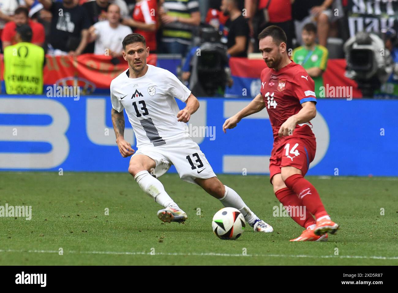 MUNICH, GERMANY - JUNE 20: Erik Janza of Slovenia and Andrija Zivkovic ...