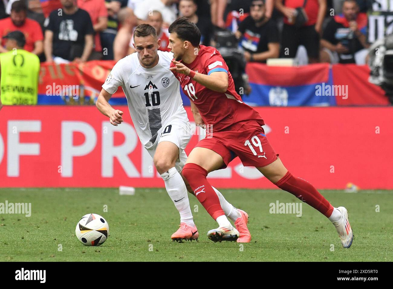 MUNICH, GERMANY - JUNE 20: Timi Elsnik of Slovenia and Lazar Vujadin ...