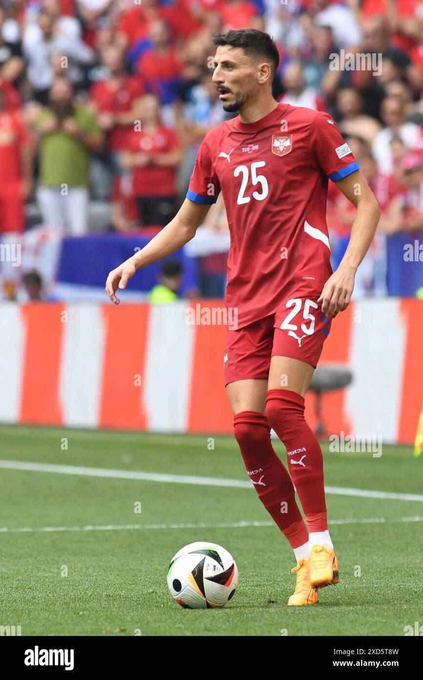 MUNICH, GERMANY - JUNE 20: Filip Mladenovic of Serbia during the UEFA ...