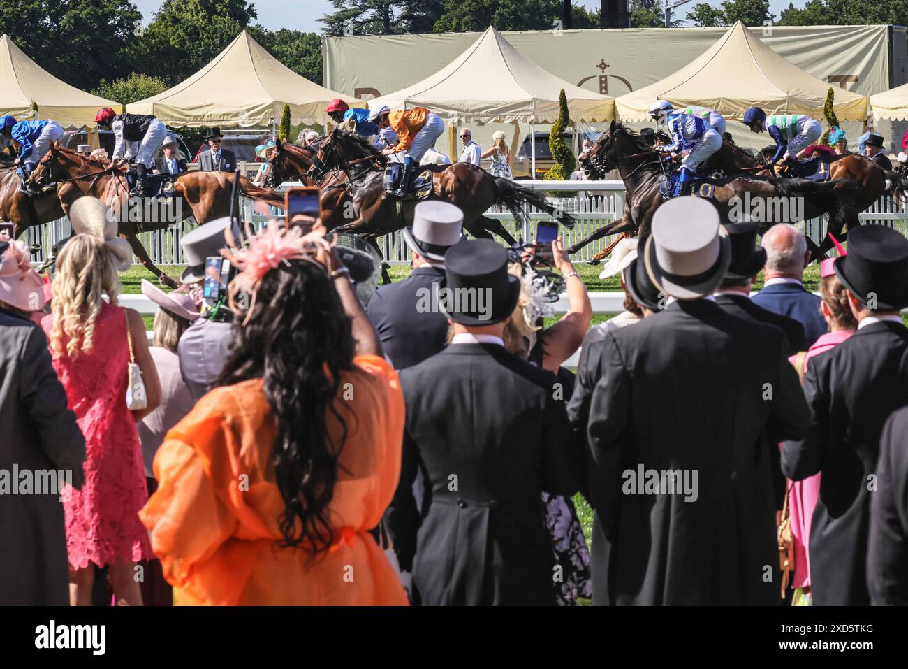 Ascot, Berkshire, UK. 20th June, 2024. Racegoers in the Royal Enclosure ...