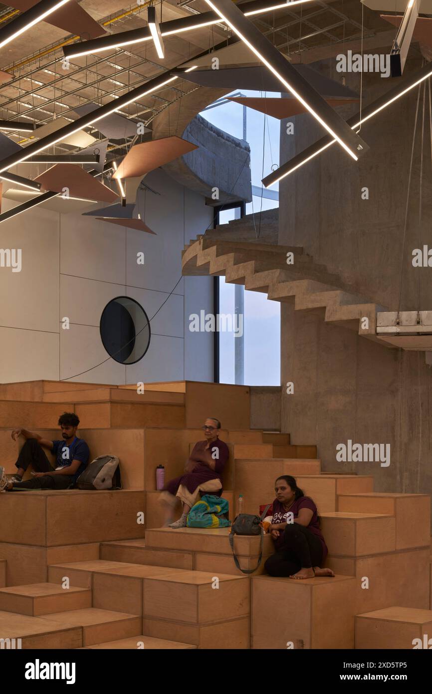 Informal seating on steps. Third Space, Udaipur, India. Architect ...