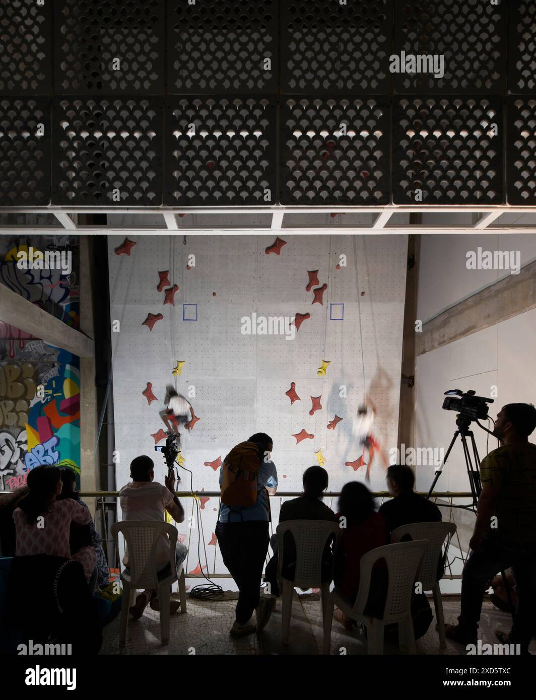 Filming of action at climbing wall. Third Space, Udaipur, India ...