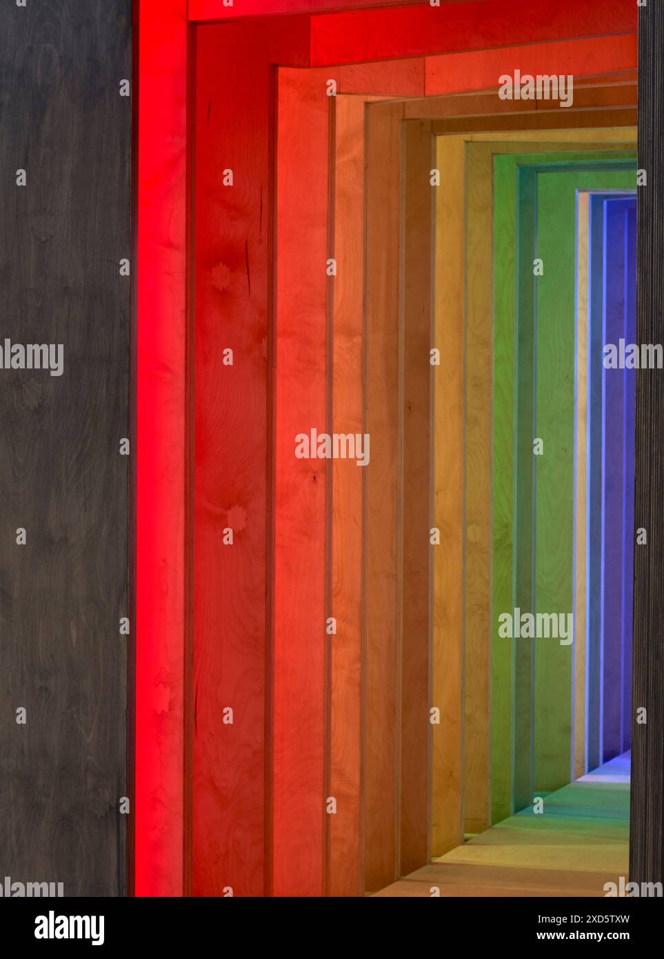 Multi-coloured corridor. Third Space, Udaipur, India. Architect: Studio ...