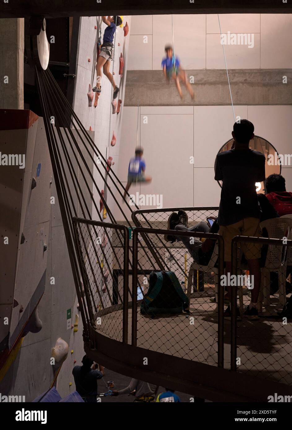 Action at climbing wall. Third Space, Udaipur, India. Architect: Studio ...