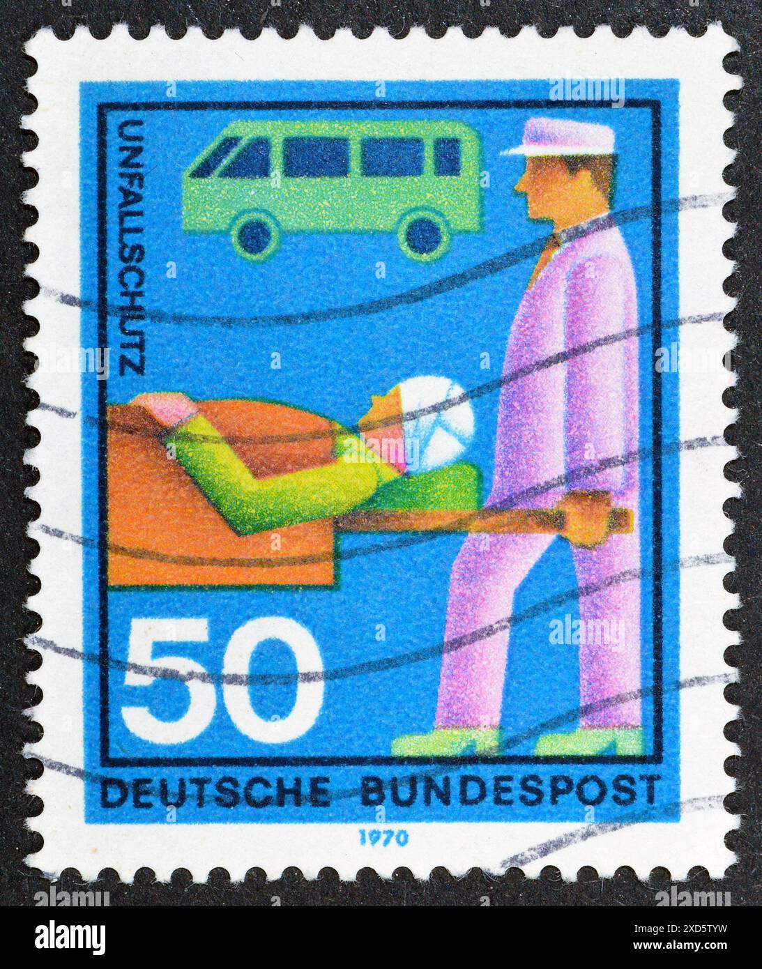 Cancelled postage stamp printed by Germany, that shows Ambulance ...