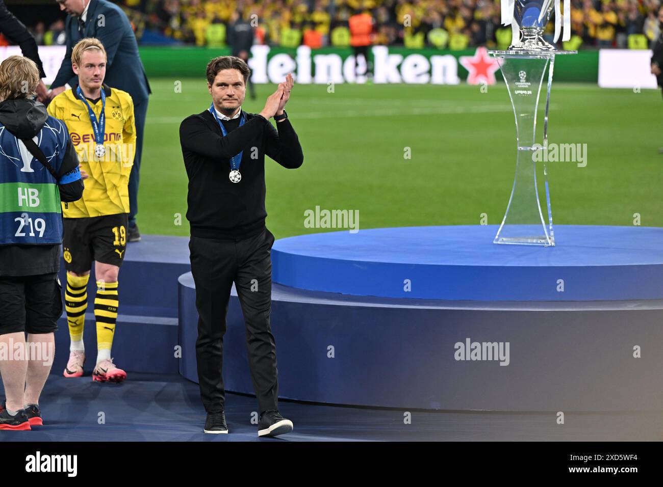 London, UK. 01st June, 2024. players and staff of Dortmund with Head ...