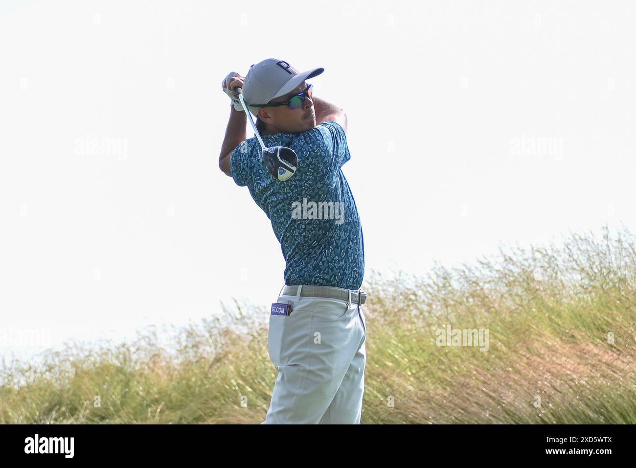 Thursday June 20, 2024: Rickie Fowler watches his tee shot on the third ...