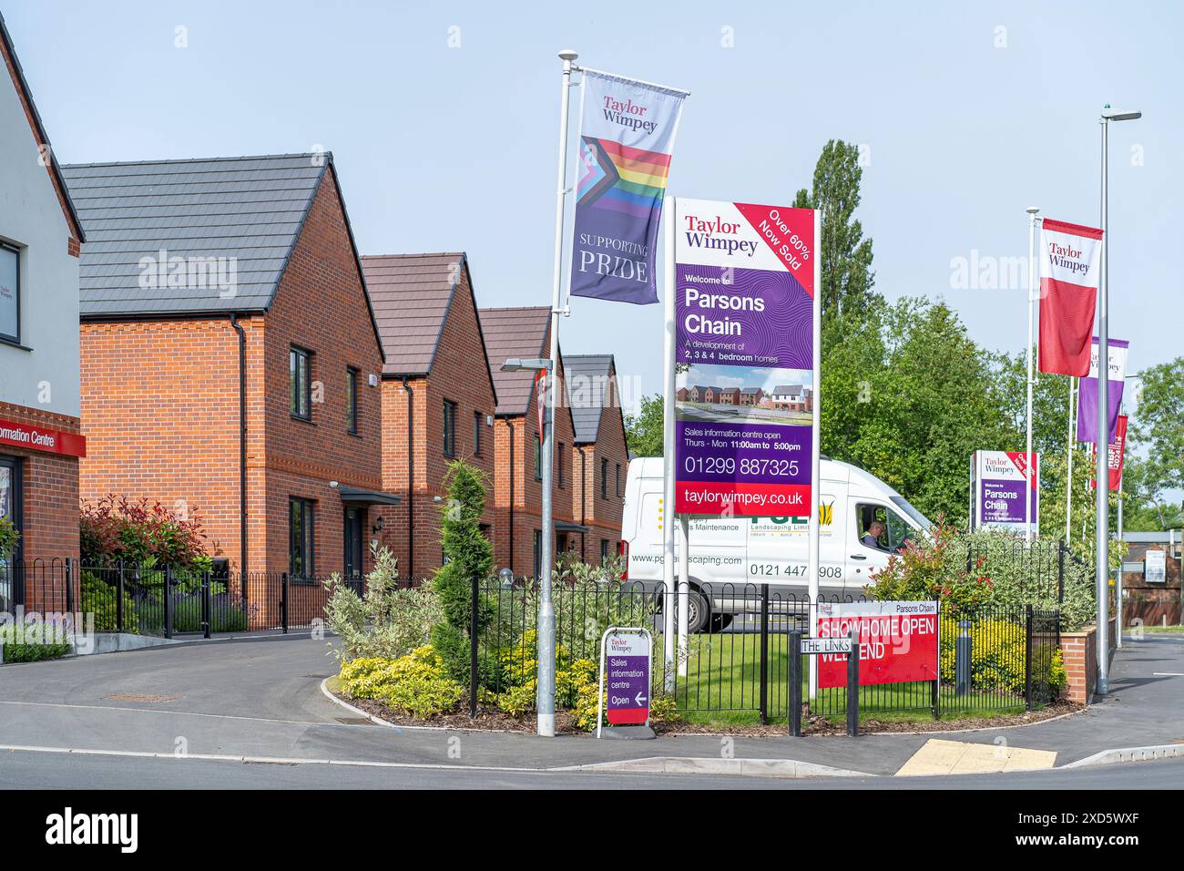 Taylor Wimpey Homes sales information sign outside sales office & show ...