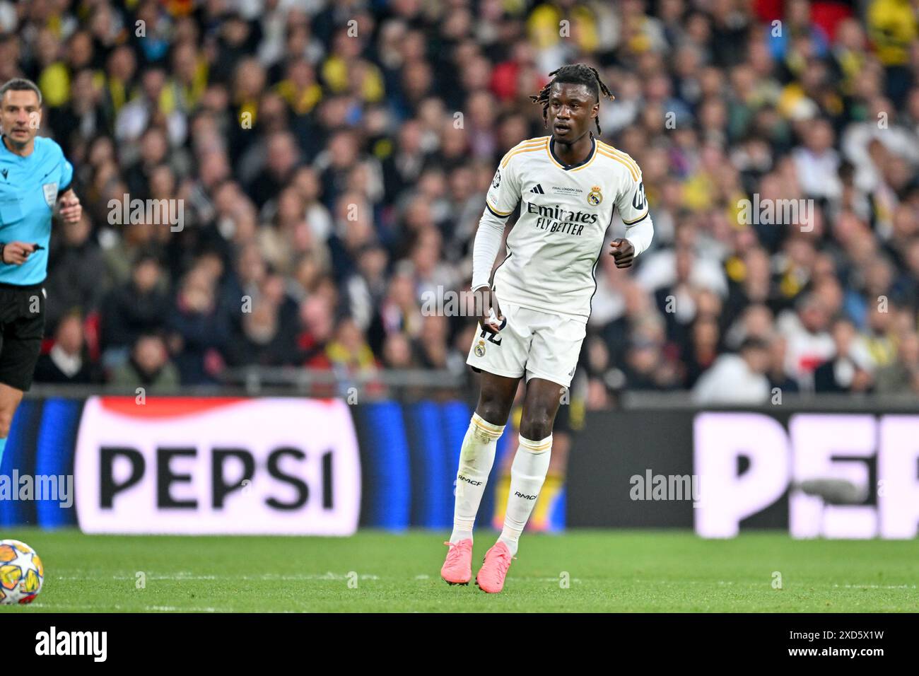 Eduardo Camavinga (12) of Real Madrid pictured during a soccer game ...