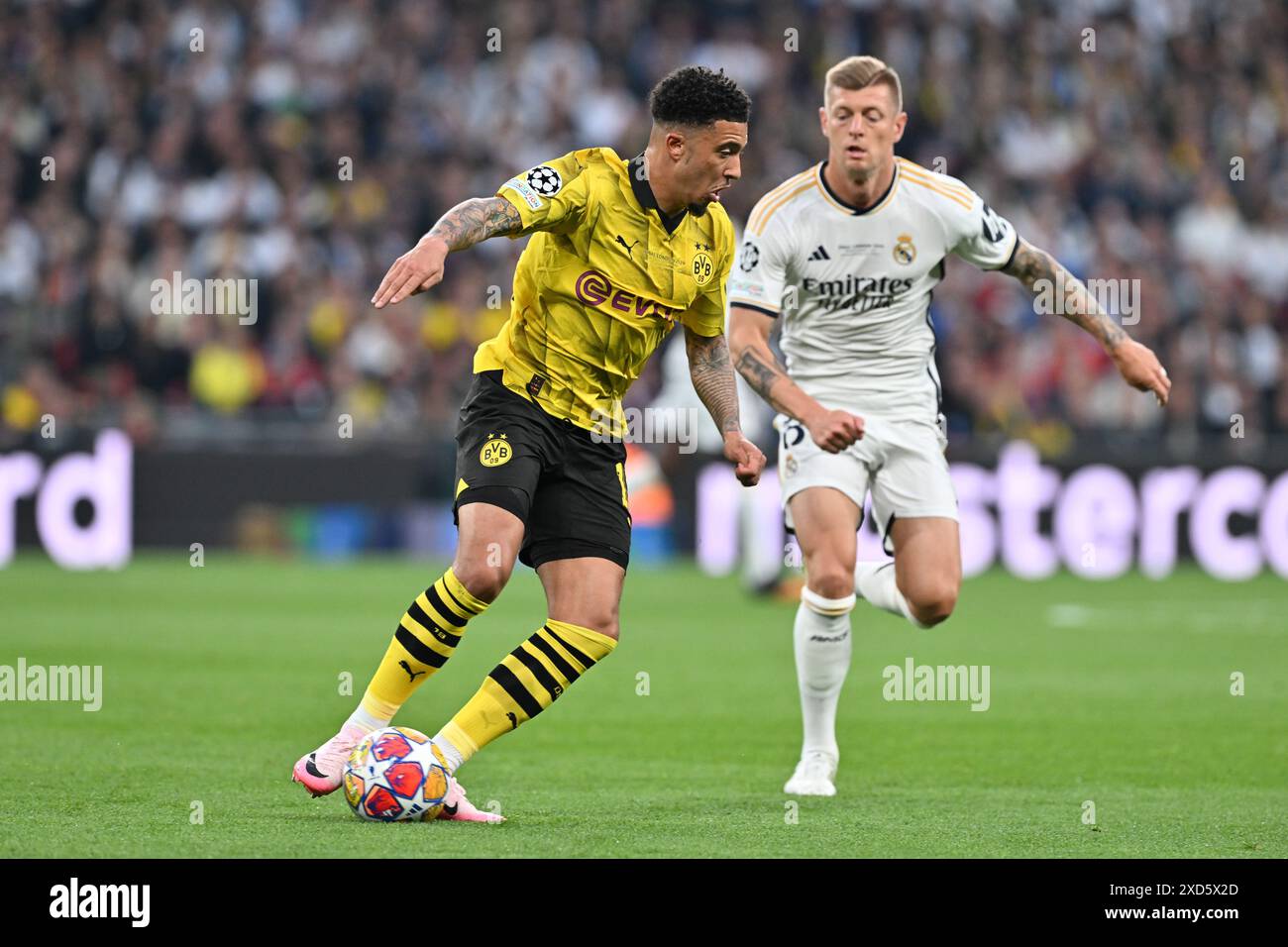 Jadon Sancho (10) of Dortmund pictured during a soccer game between ...
