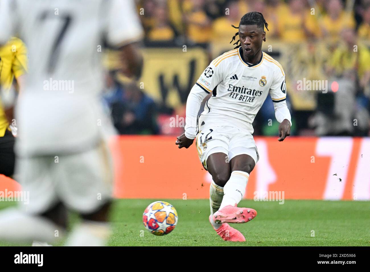 Eduardo Camavinga (12) of Real Madrid pictured during a soccer game ...