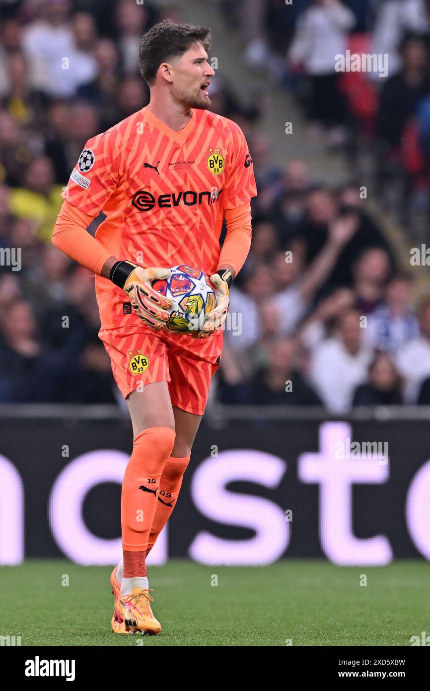 goalkeeper Gregor Kobel (1) of Dortmund pictured during a soccer game ...