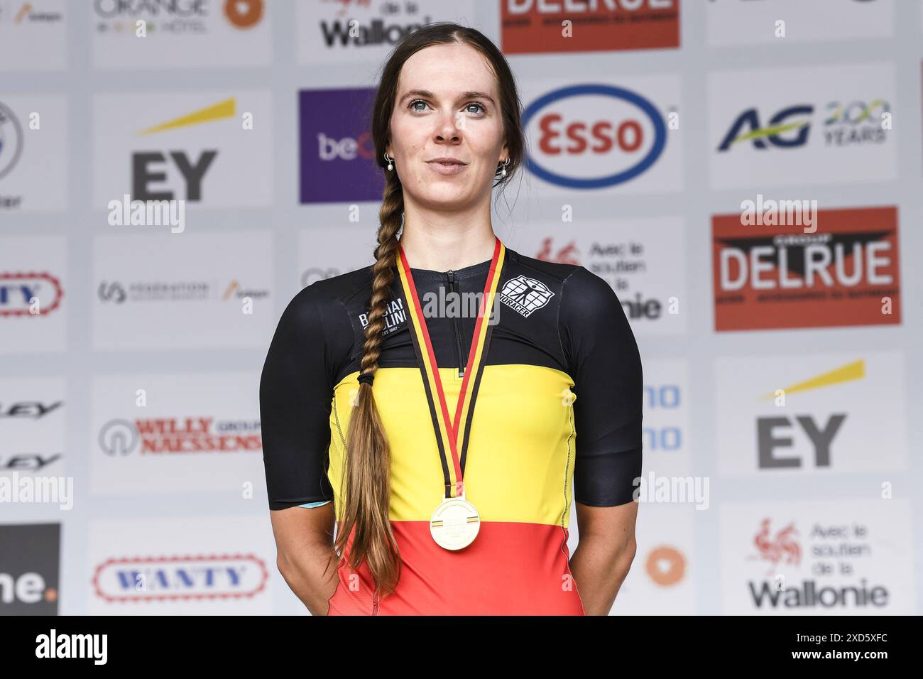 Binche, Belgium. 20th June, 2024. Belgian Sandrine Tas of Cyclingteam ...