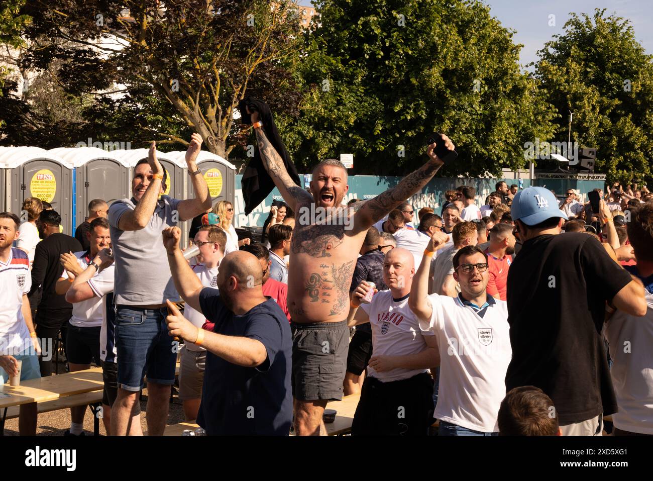 Central Park, Brighton, UK. Supporters at the Euro fan park, 4theFans ...