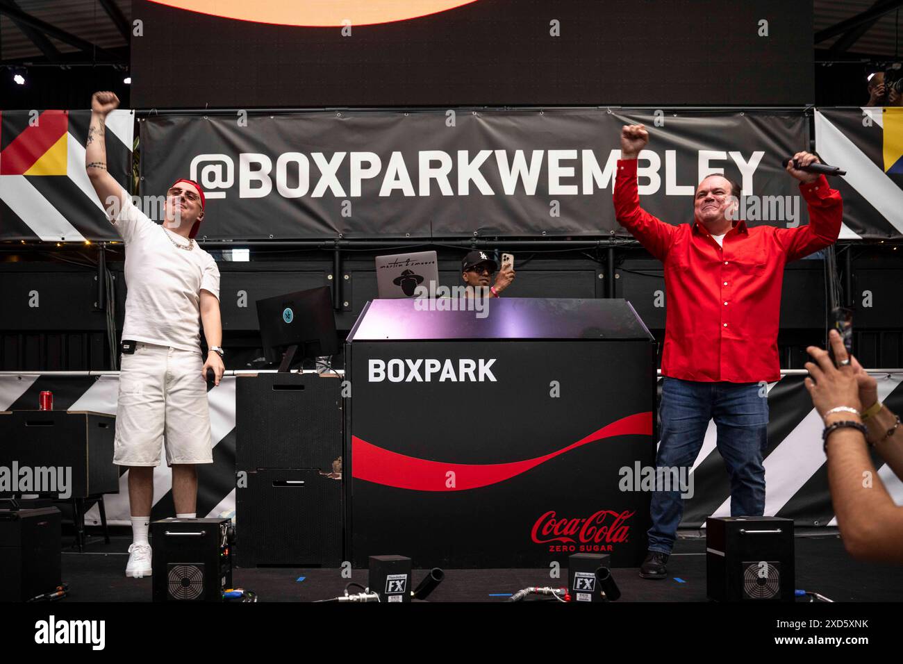 EDITORIAL USE ONLY Aitch and Shaun Williamson perform Sweet Caroline on ...