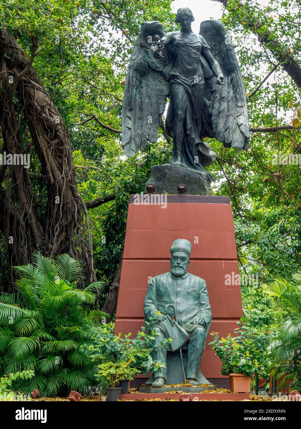 06 15 2024 Bronze statue of Angel of Hope Garden and Statue of Jamsetji ...