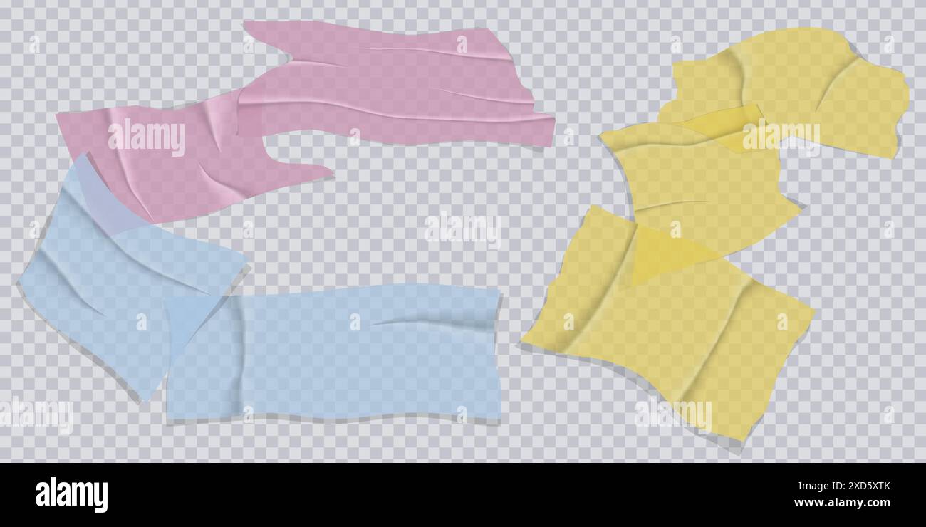 Color duct tape set. Transparent yellow adhesive tape pieces for fixing ...