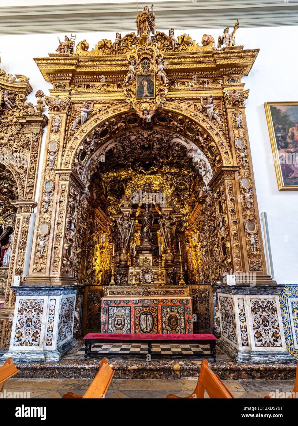 Interior of Faro Cathedral, Se Catedral in Faro, Algarve in Portugal ...