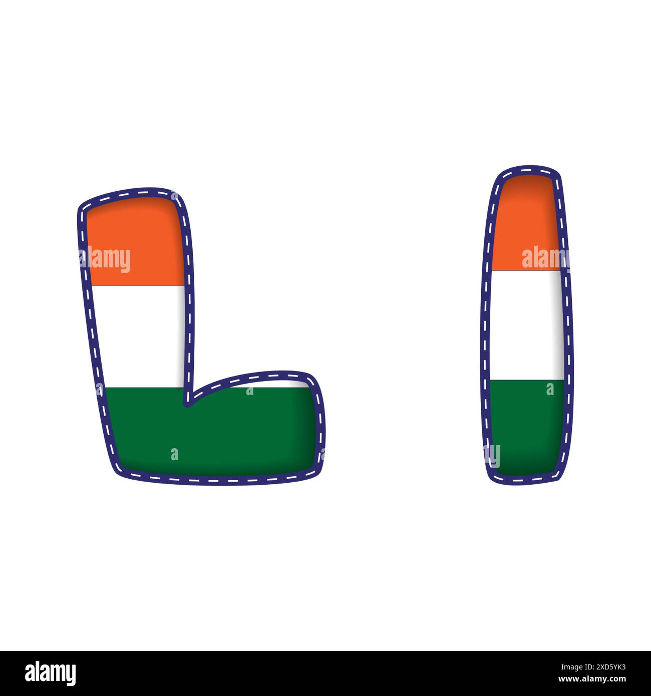 L An alphabet in capital and small letters reading 'INDIA' for ...