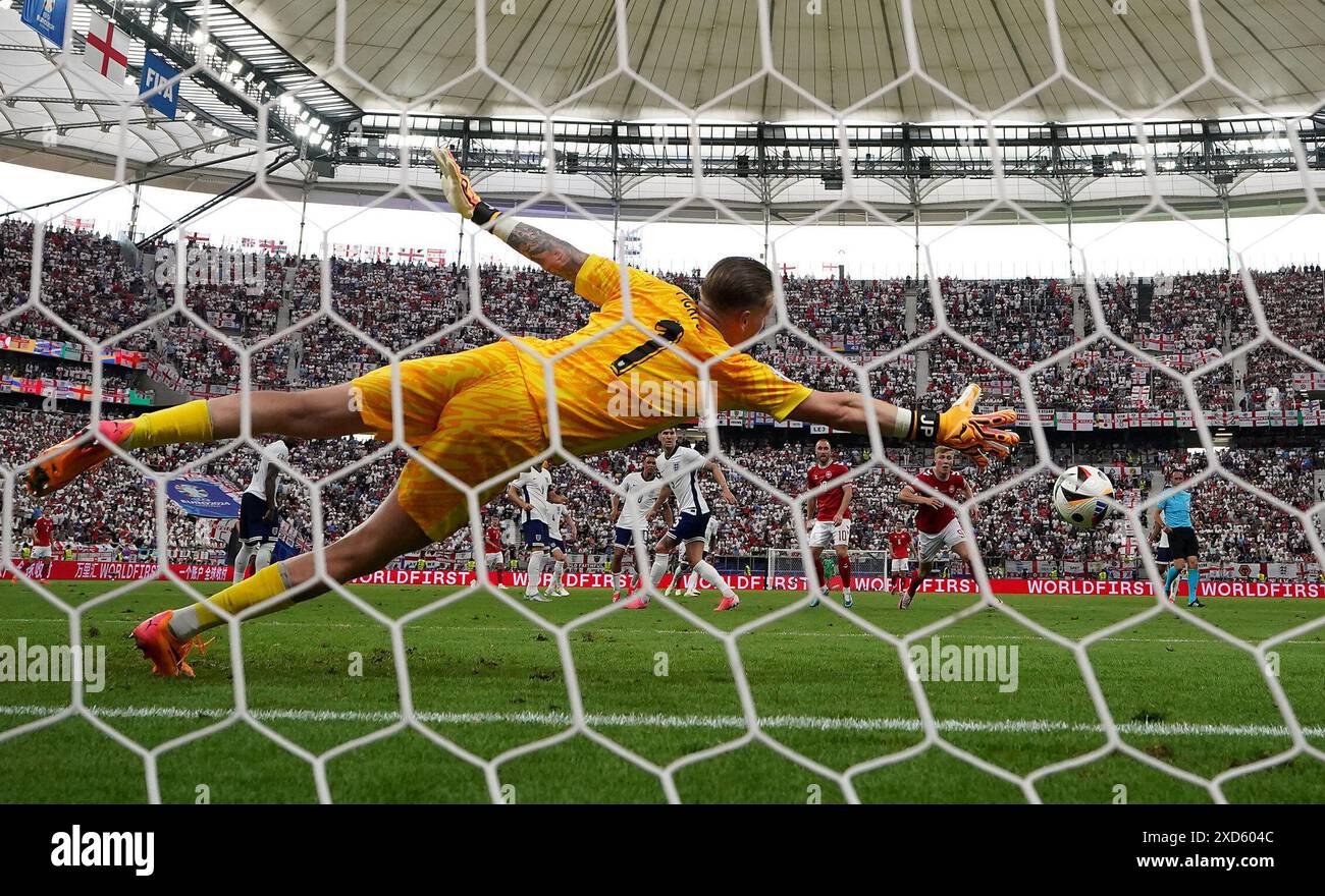 England goalkeeper Jordan Pickford fails to stop Denmark's Morten ...