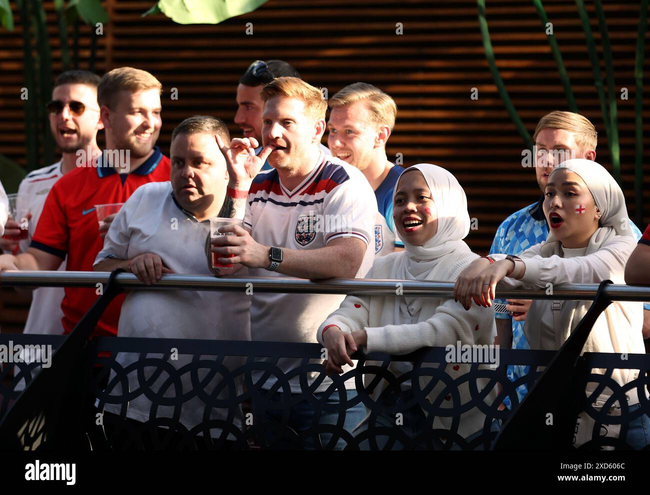 England fans at the 4theFans Greenwich Fan Park in London watching the ...