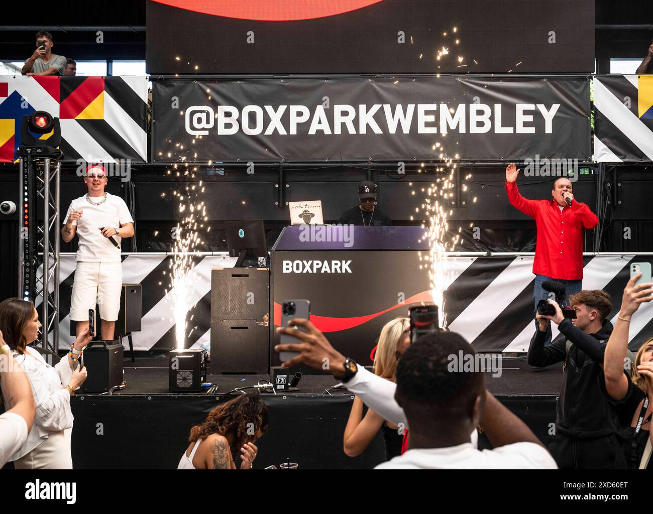 EDITORIAL USE ONLY Aitch and Shaun Williamson perform Sweet Caroline on ...