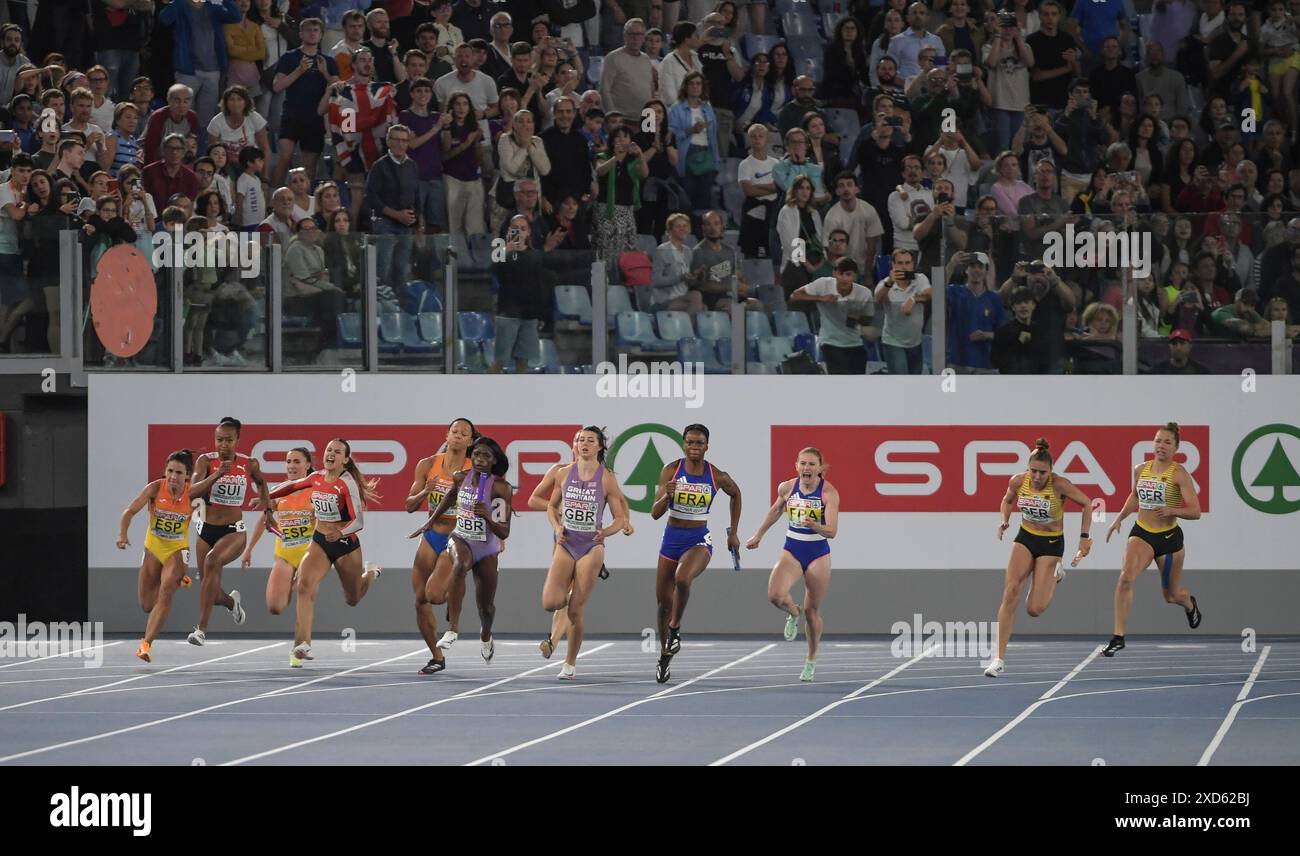 Women’s 100m relay final at the European Athletics Championships ...