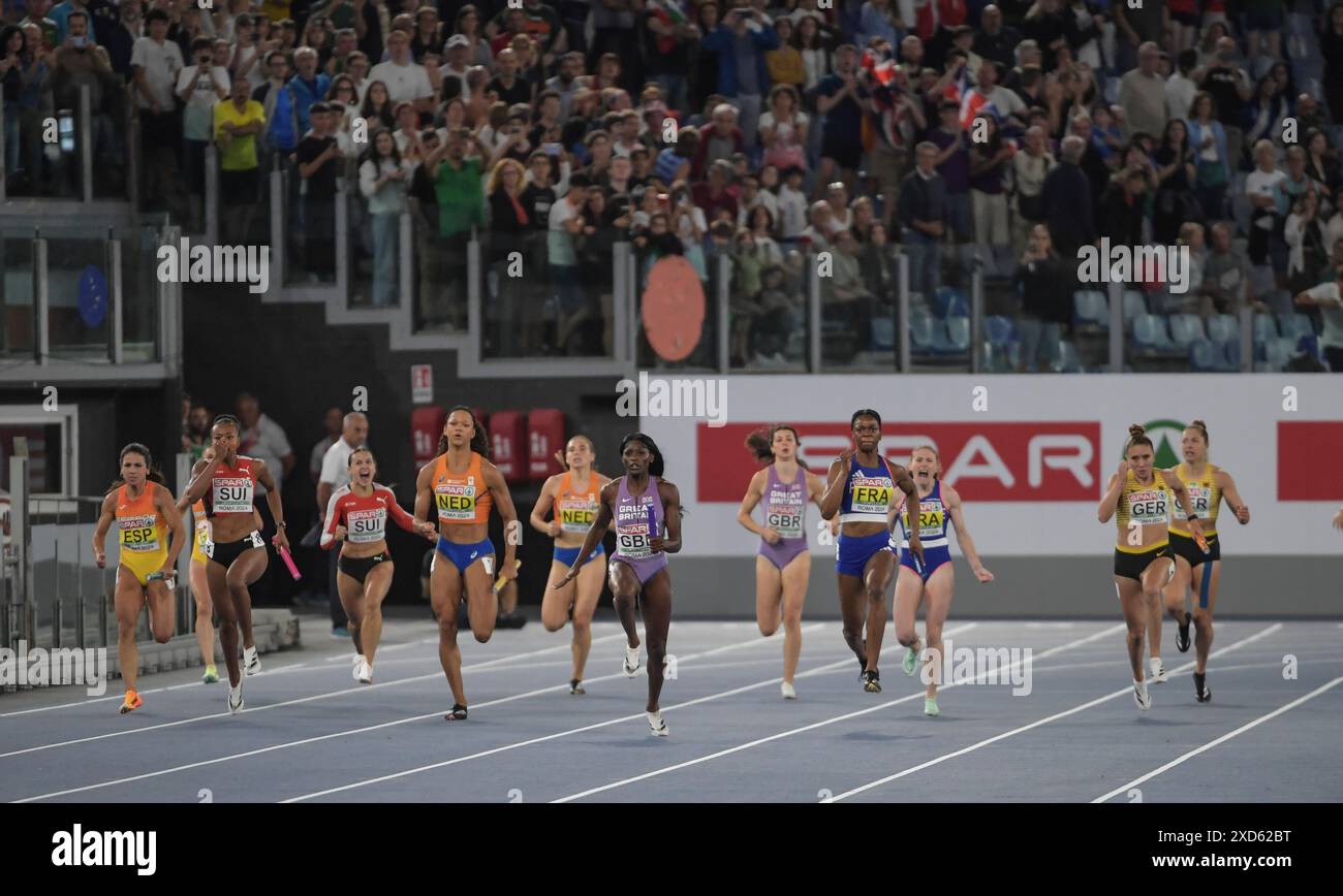 Women’s 100m relay final at the European Athletics Championships ...