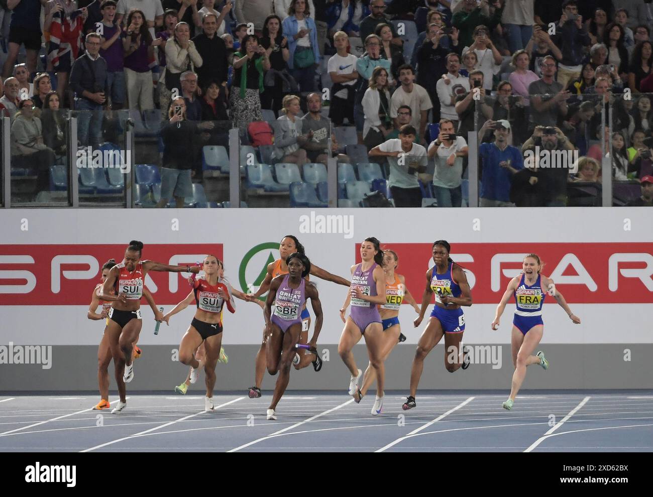 Women’s 100m relay final at the European Athletics Championships ...