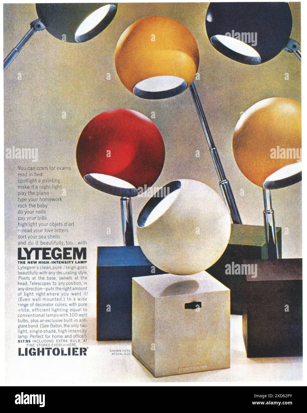 1965 Lightolier Lytegem Lamp Ad Stock Photo - Alamy