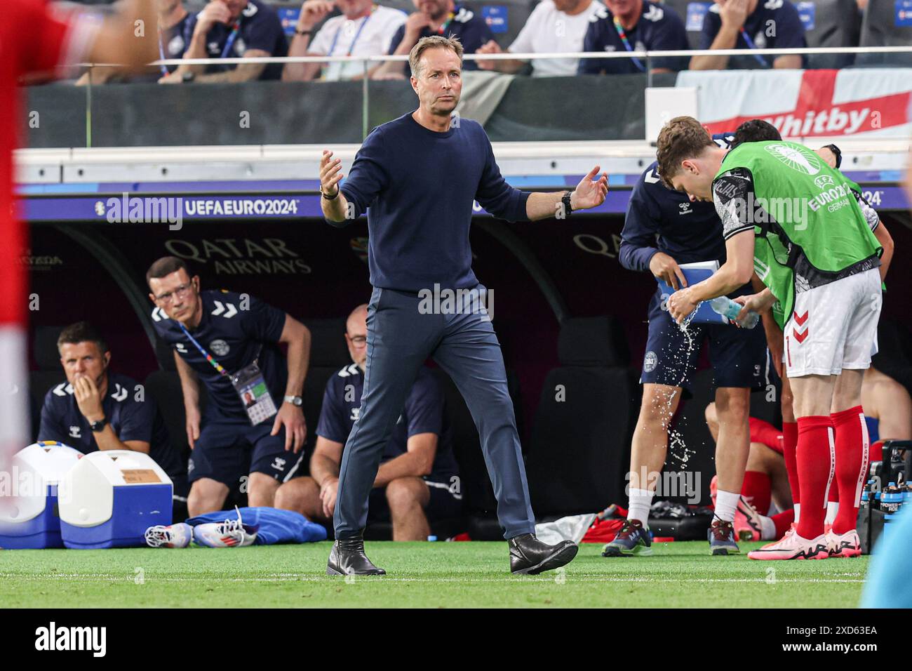 FRANKFURT, GERMANY - JUNE 20: Coach Kasper Hjulmand of Denmark confused ...