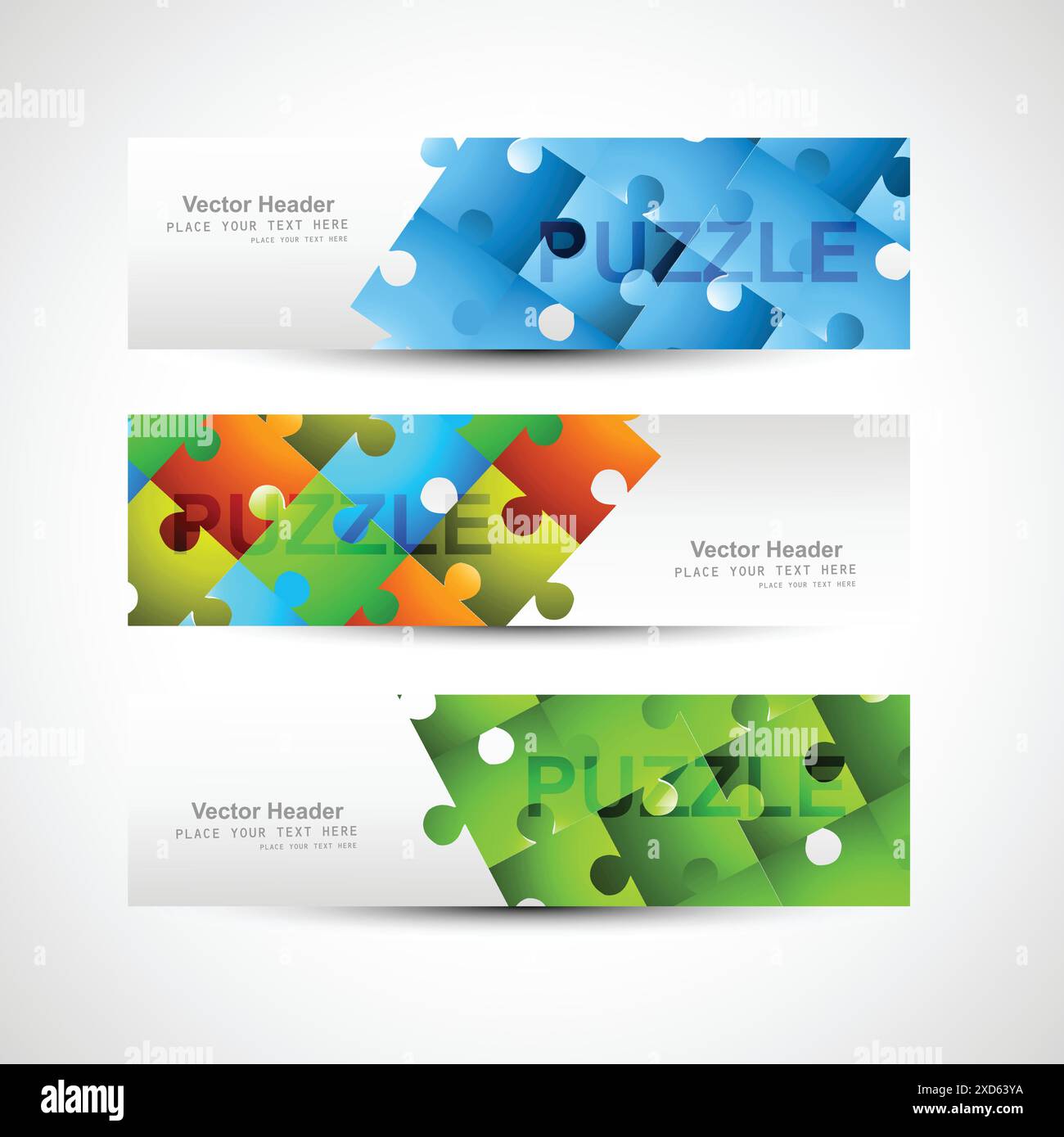 colorful puzzle headers vector design illustration Stock Vector Image ...