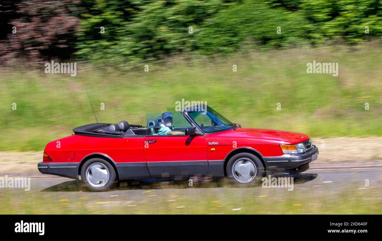 Milton Keynes,UK - June 20th 2024: 1990 red Saab 900 classic car ...