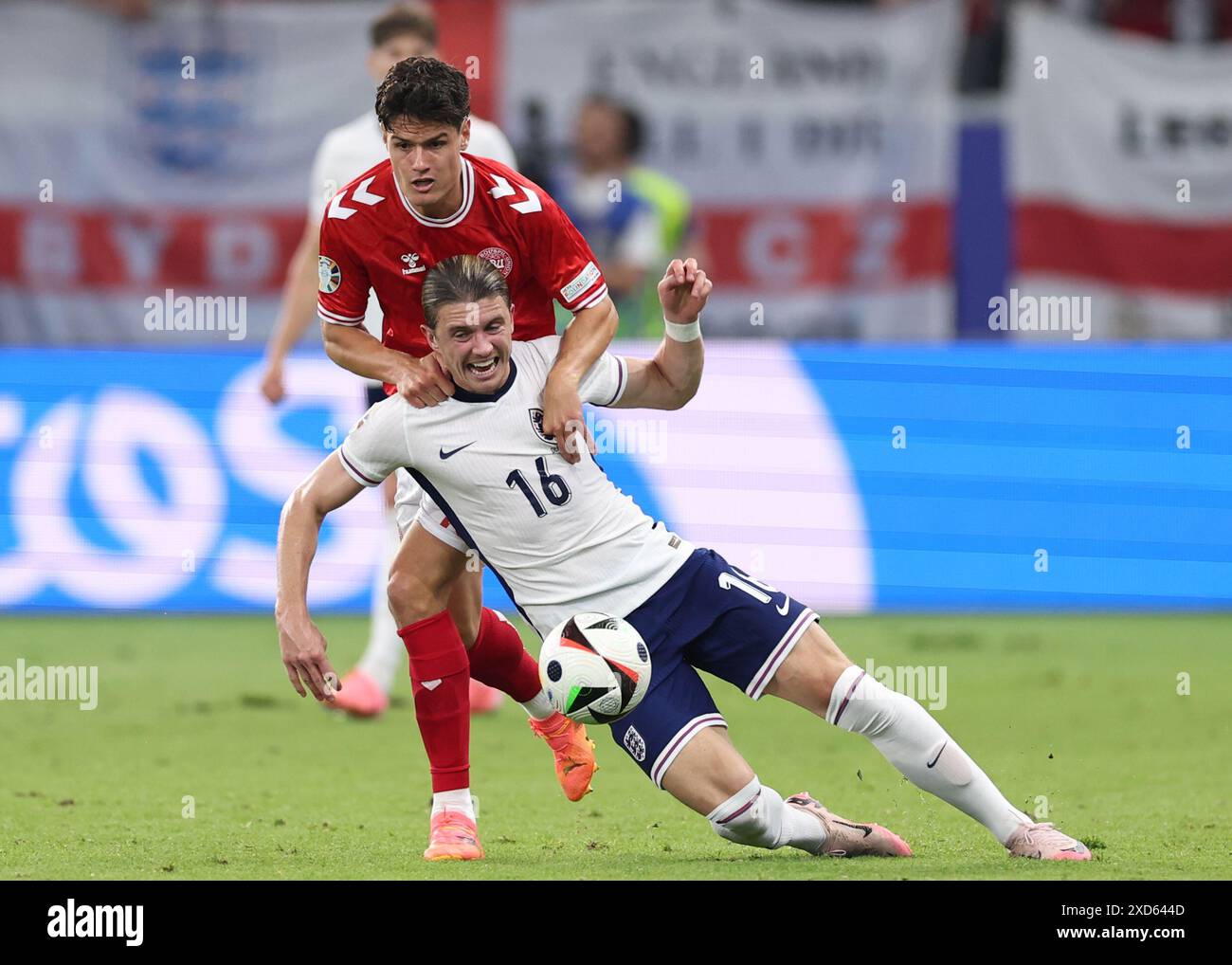 Frankfurt, Germany, 20th June 2024. Conor Gallagher of England tussles ...
