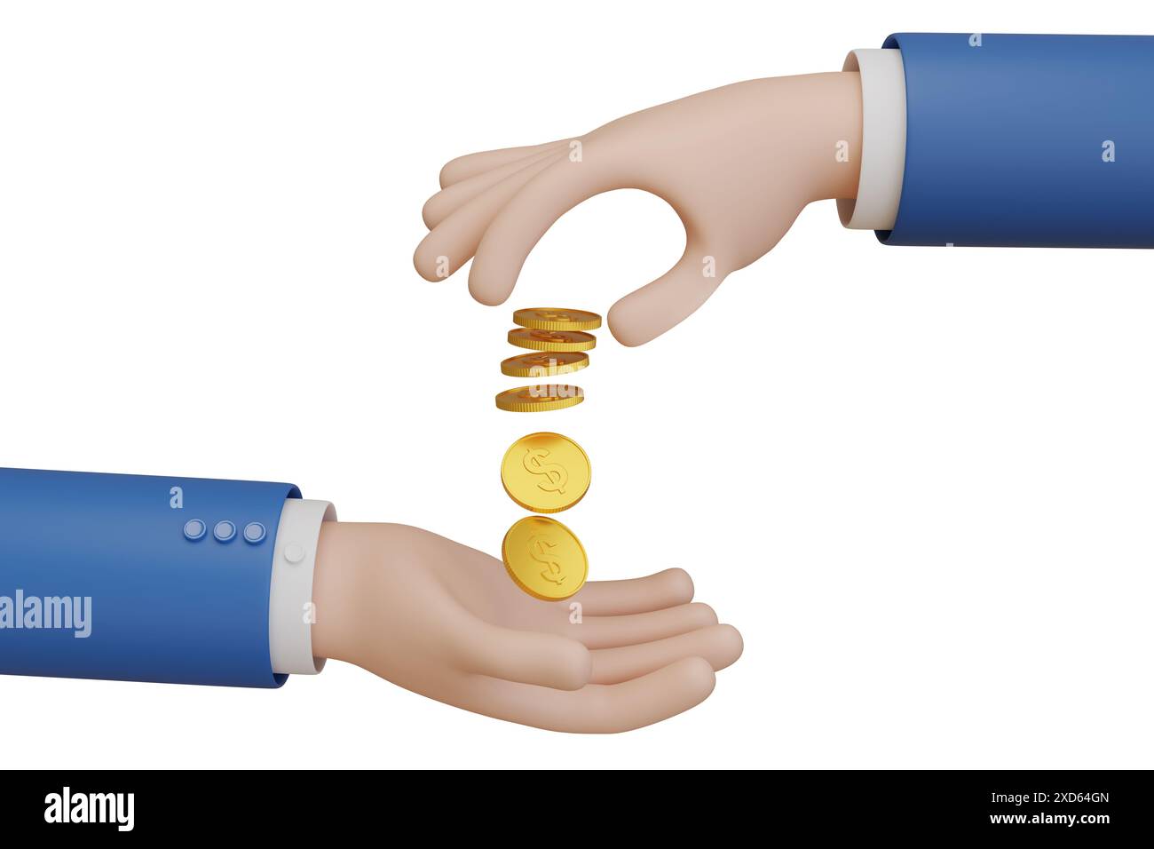 Cartoon hand paying with golden coins. 3d illustration Stock Photo - Alamy