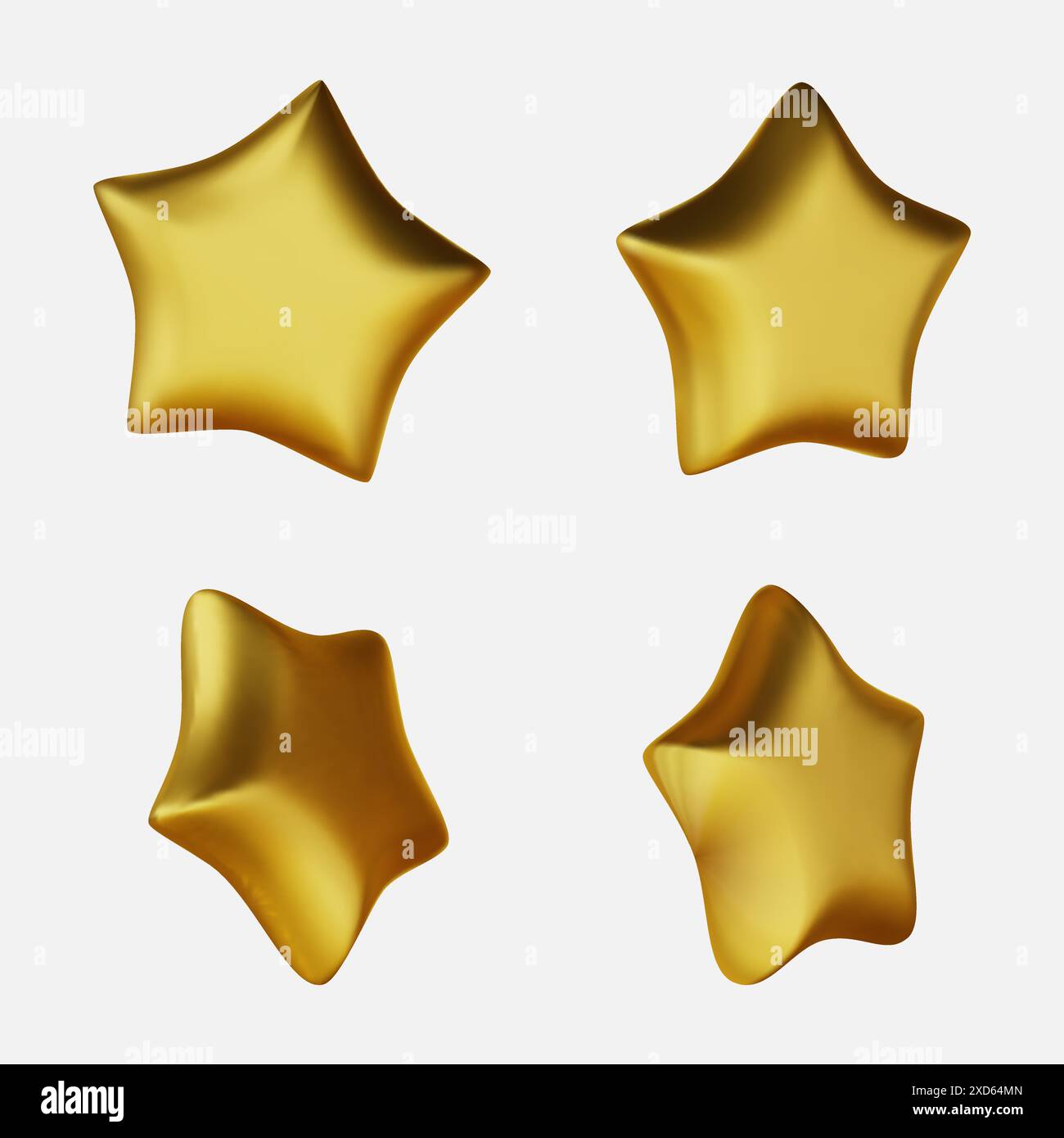Set of gold stars different shapes. Realistic 3d design cartoon style. vector illustration Stock ...